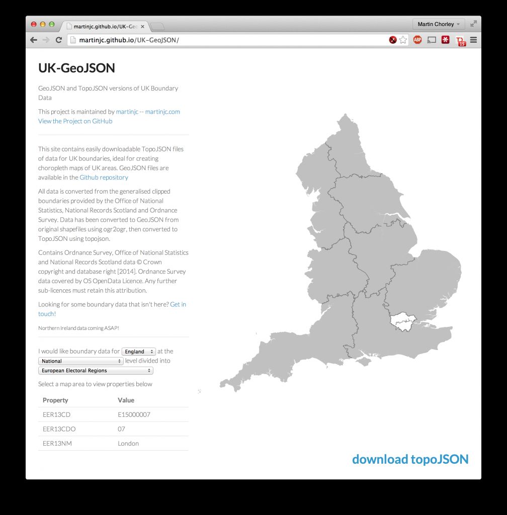 GeoJSON and topoJSON for UK boundaries