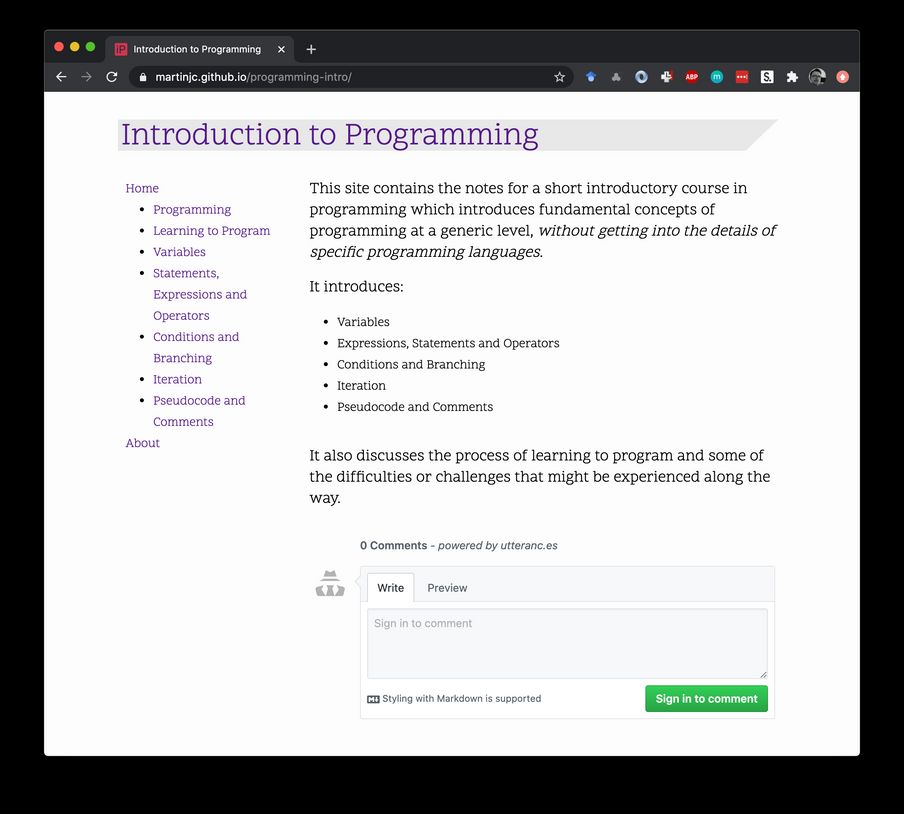 Using eleventy to create a short-course website in Markdown