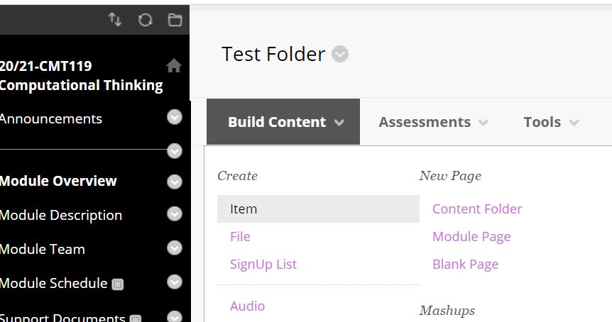 Embedding an external website in Blackboard